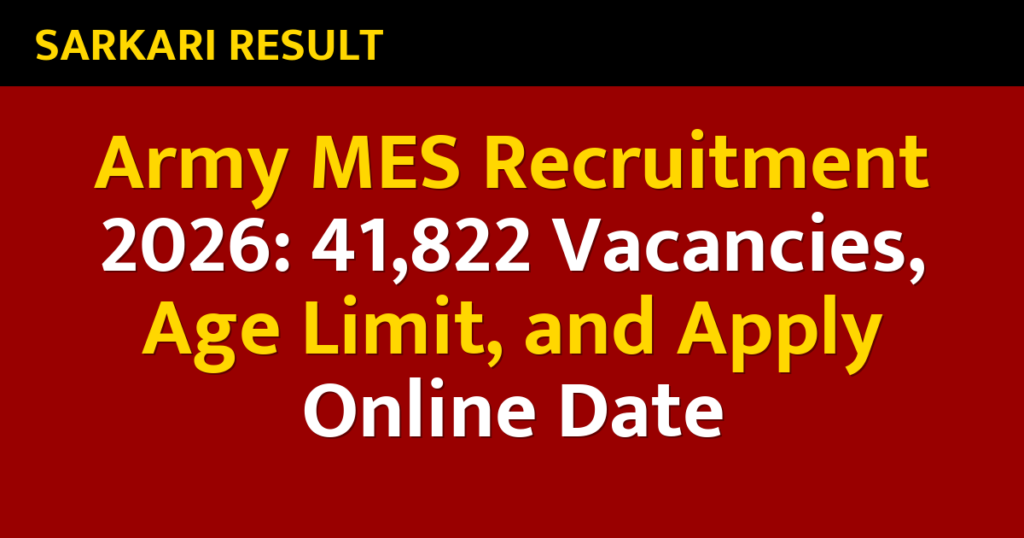 Army MES Recruitment 2026: 41,822 Vacancies, Age Limit, and Apply ...
